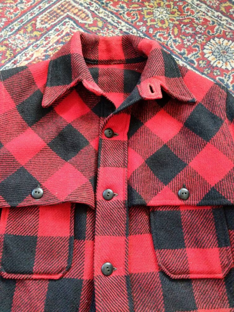 Vintage Red Buffalo Plaid Wool Hunting Jacket Shirt Small No Tag - Etsy