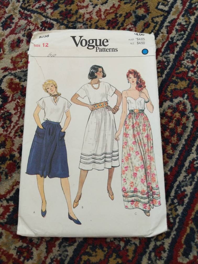 Vintage Vogue Patterns 8238 Misses' Skirt Size 12 UNCUT - Etsy