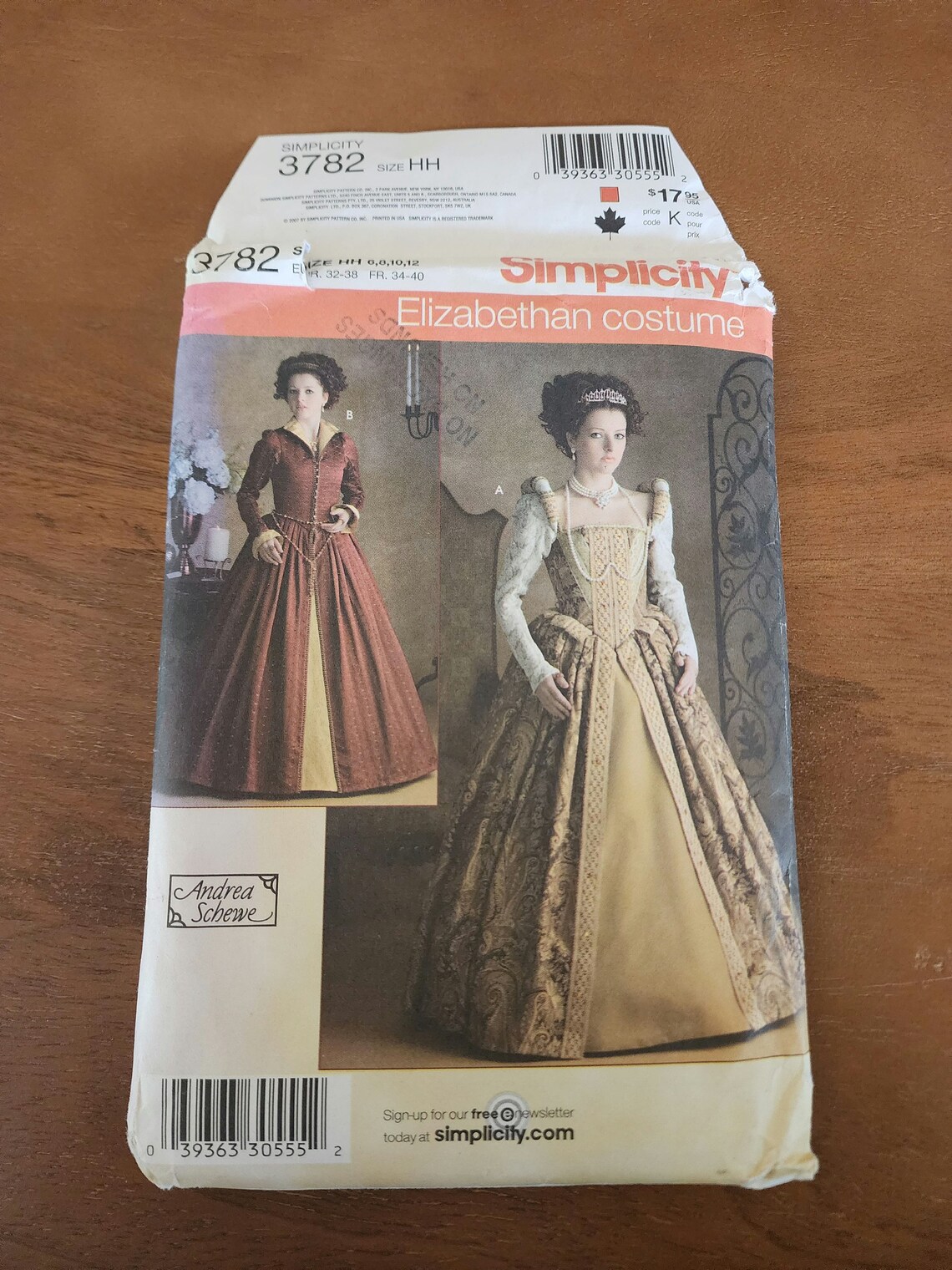 Simplicity Elizabethan Costume Sewing Pattern 3782 Sizes 6 8 10 12 ...