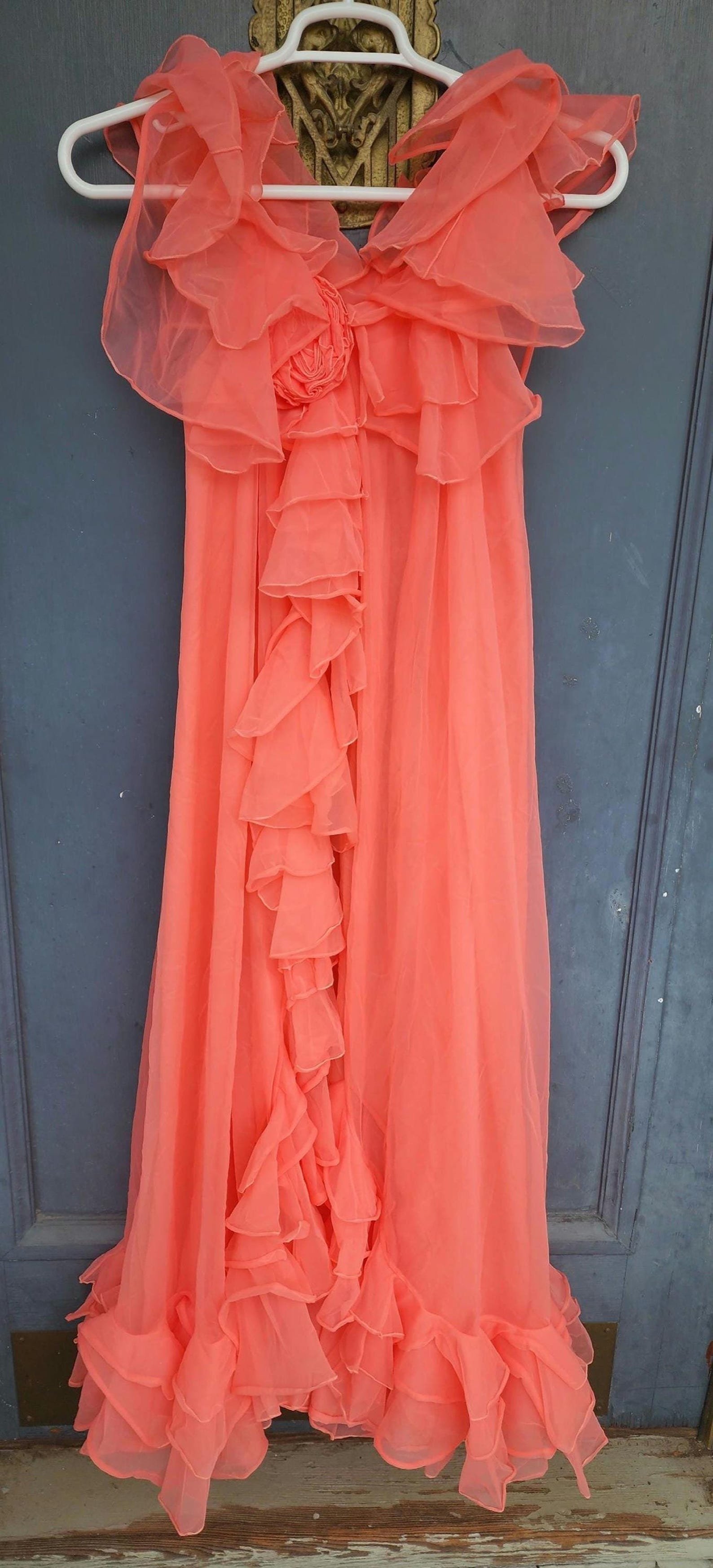 Vintage 50s 60s Saks Fifth Avenue Frilly Soft Orange Boudoir Chiffon ...