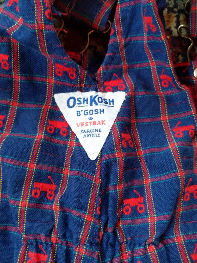 Vintage 80s 90s Kid’s Osh Kosh BGosh Overalls red Wagon Print 4T ...