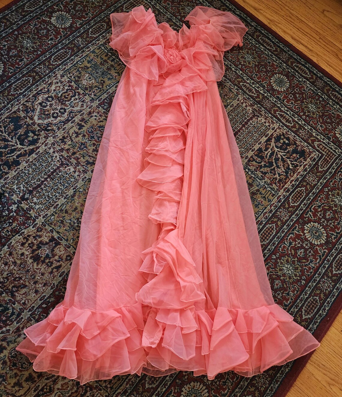 Vintage 50s 60s Saks Fifth Avenue Frilly Soft Orange Boudoir Chiffon ...