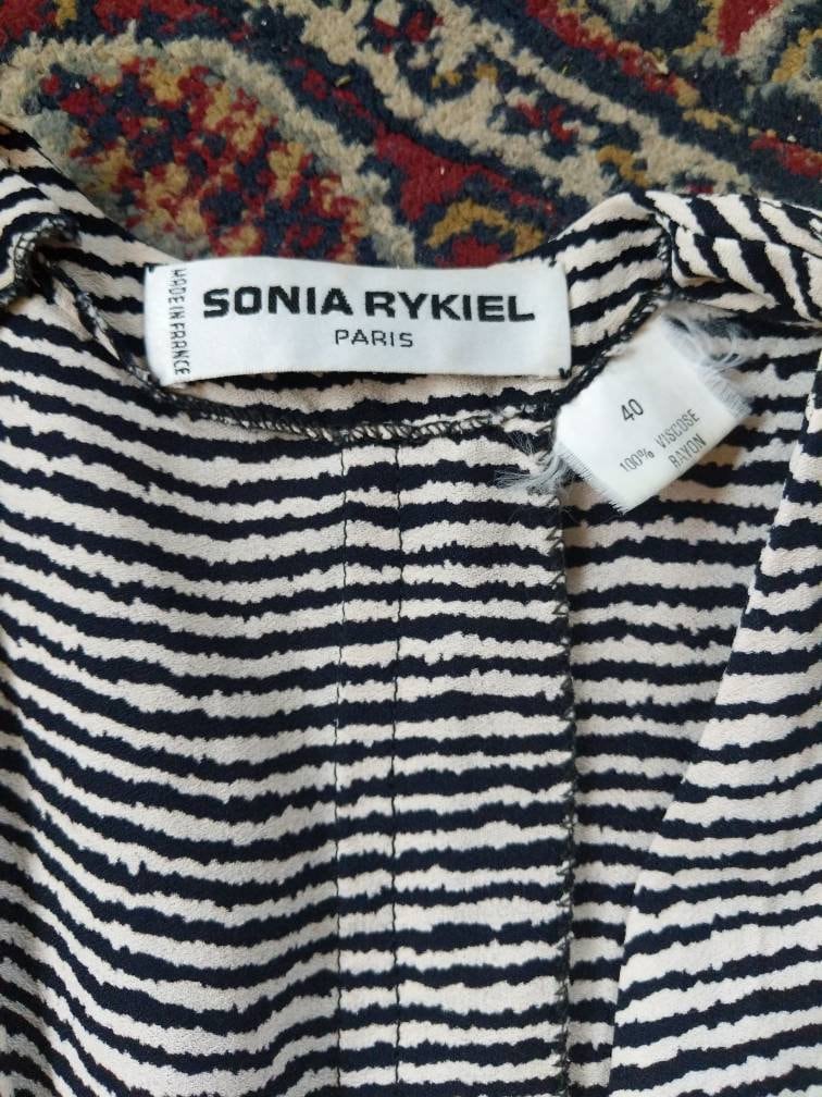 Vintage 80s 90s Sonia Rykiel Stripe Collarless Viscose Rayon Blazer ...