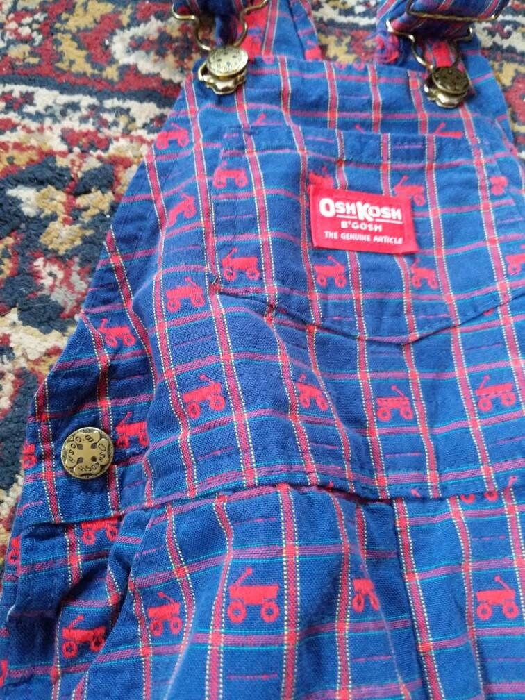 Vintage 80s 90s Kid’s Osh Kosh BGosh Overalls red Wagon Print 4T ...