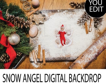 Flour Snow Angels Christmas Card Backdrop Digital Download - Etsy