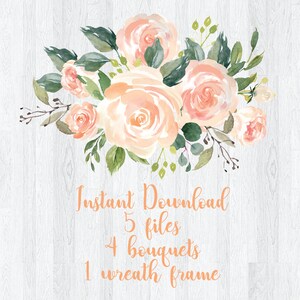 Bright Spring Floral Clipart Bundle PNG Transparent Watercolor Peachy ...