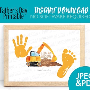 Instant Download Customizable Father's Day Craft Handprint Footprint ...