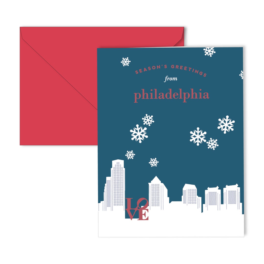 Seasons Greetings Philadelphia Skyline Cards - Etsy