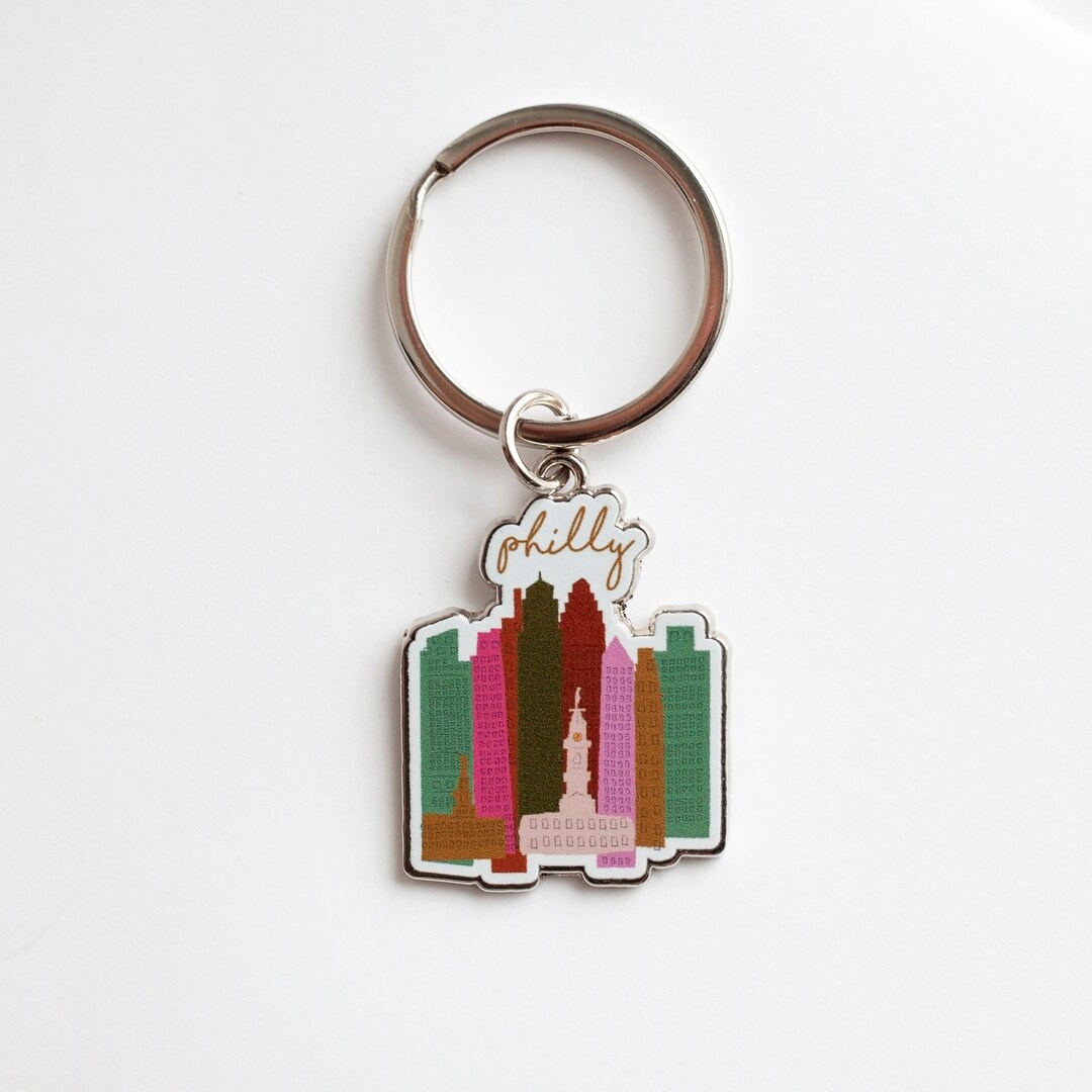 Colorful Philadelphia Skyline Keychain - Etsy