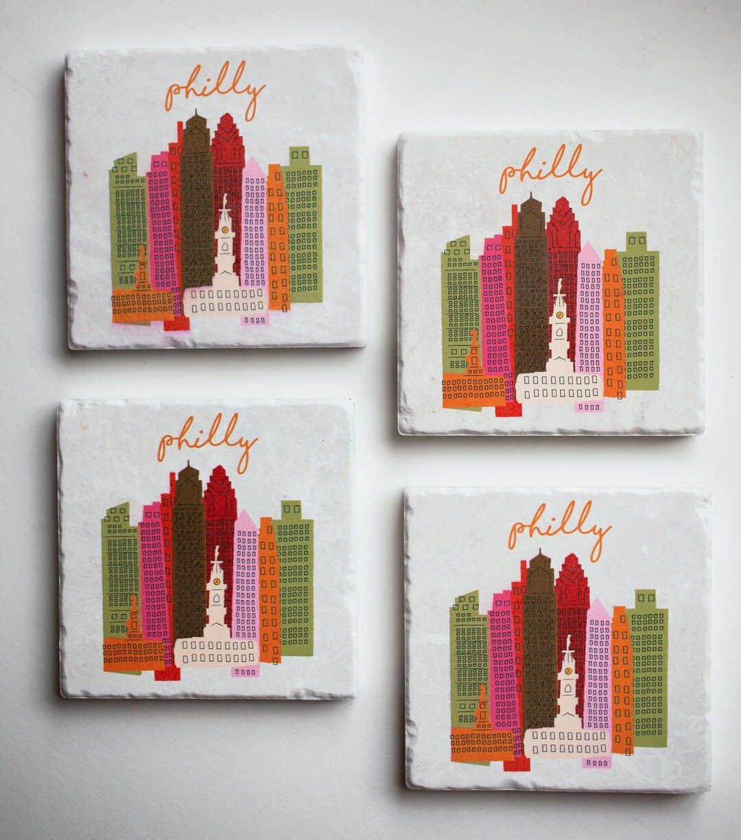 Philadelphia Skyline Coasters - Etsy