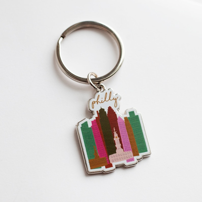 Colorful Philadelphia Skyline Keychain - Etsy