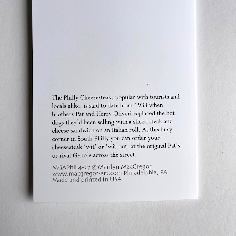 Cheesesteak Corner Card - Etsy