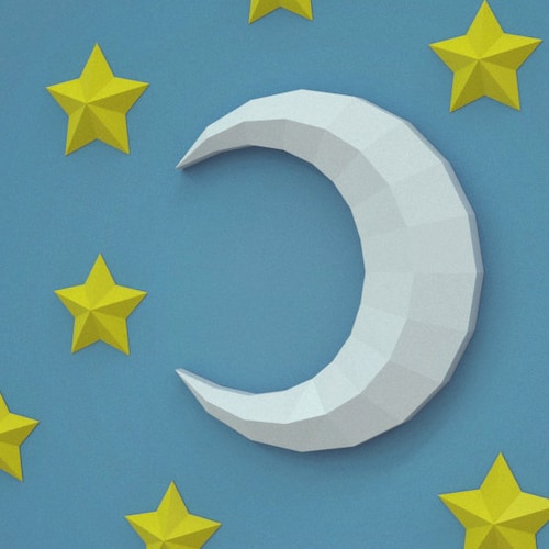 Papercraft Moon DIY Lamp Decor 3d Origami Low Poly Lantern | Etsy