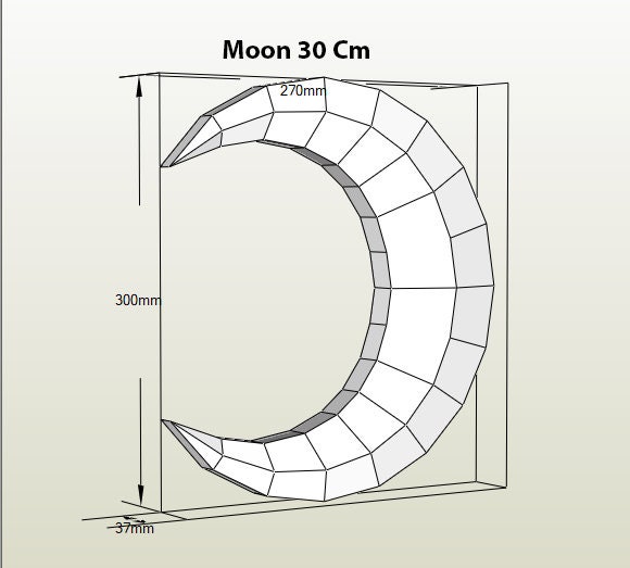 Moon and Stars Papercraft Pdf Template Low Poly Origami | Etsy