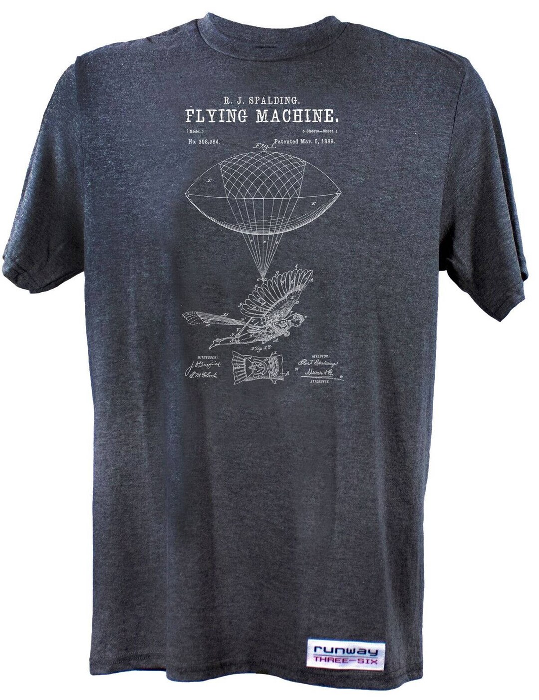 Mens flying Machine Shirt Black Aviation Themed T-shirt by Runway THREE ...