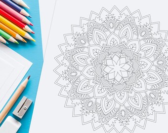 Mandala Coloring Pages Book Digital Printable PDF for Adults Stress ...