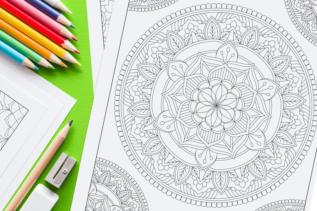 Mandala Coloring Pages Book - Digital Printable PDF for Adults - Stress ...