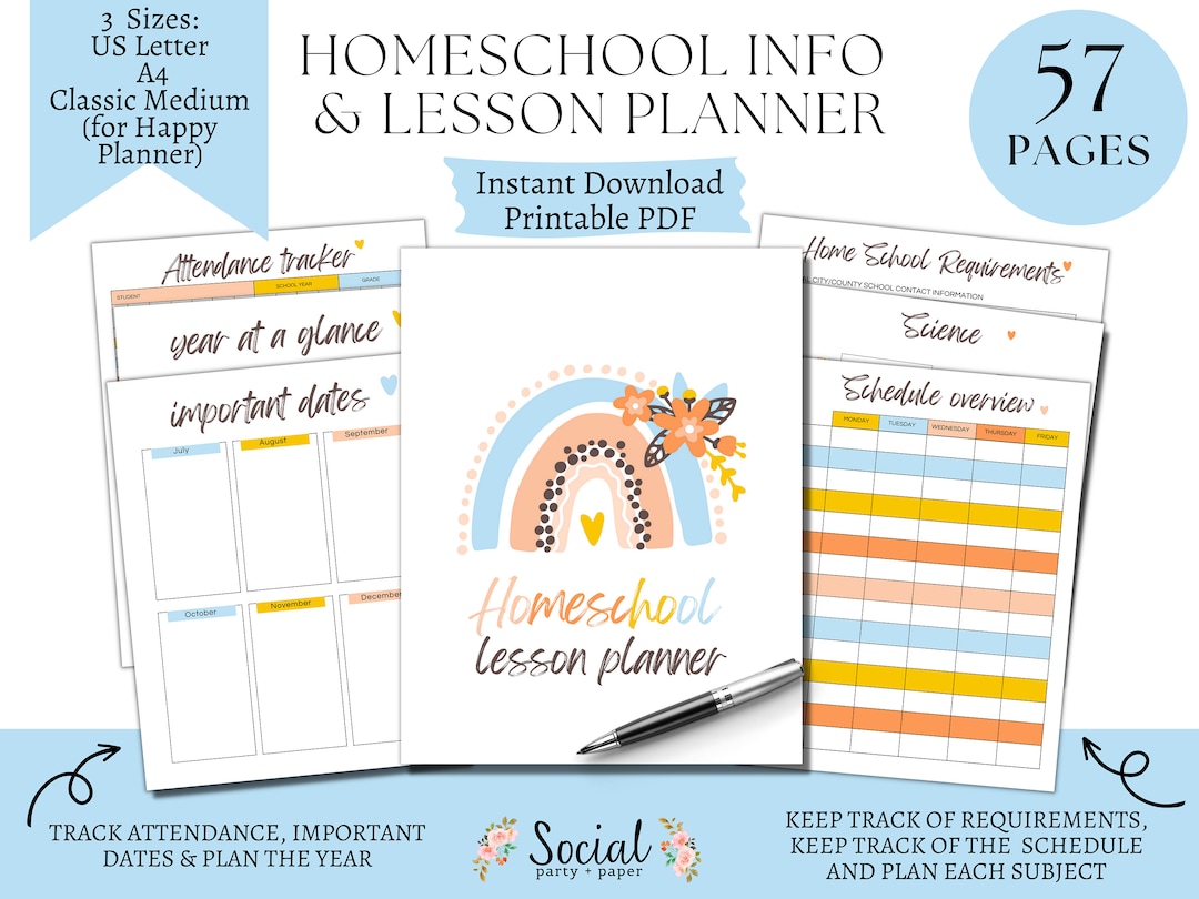 Boho Style Homeschool Planner and Progress Tracker | Homeschool Planner ...