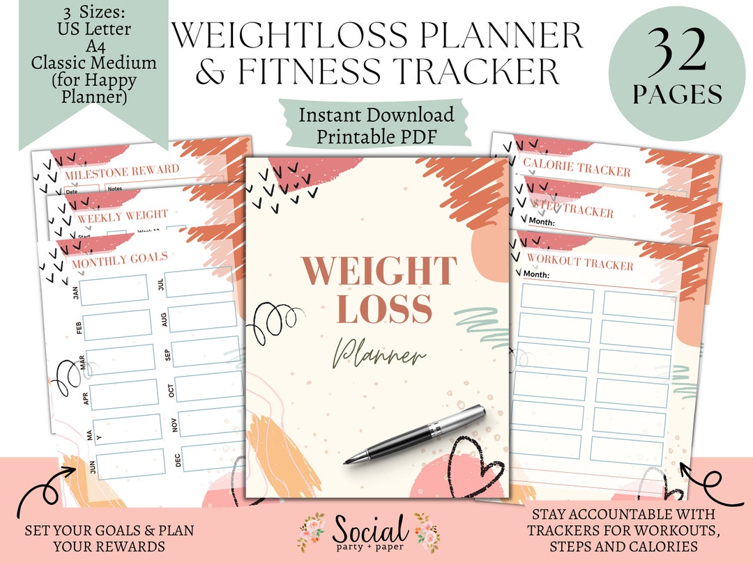 Printable Weight Loss Planner and Fitness Tracker | Weight Loss Journal ...