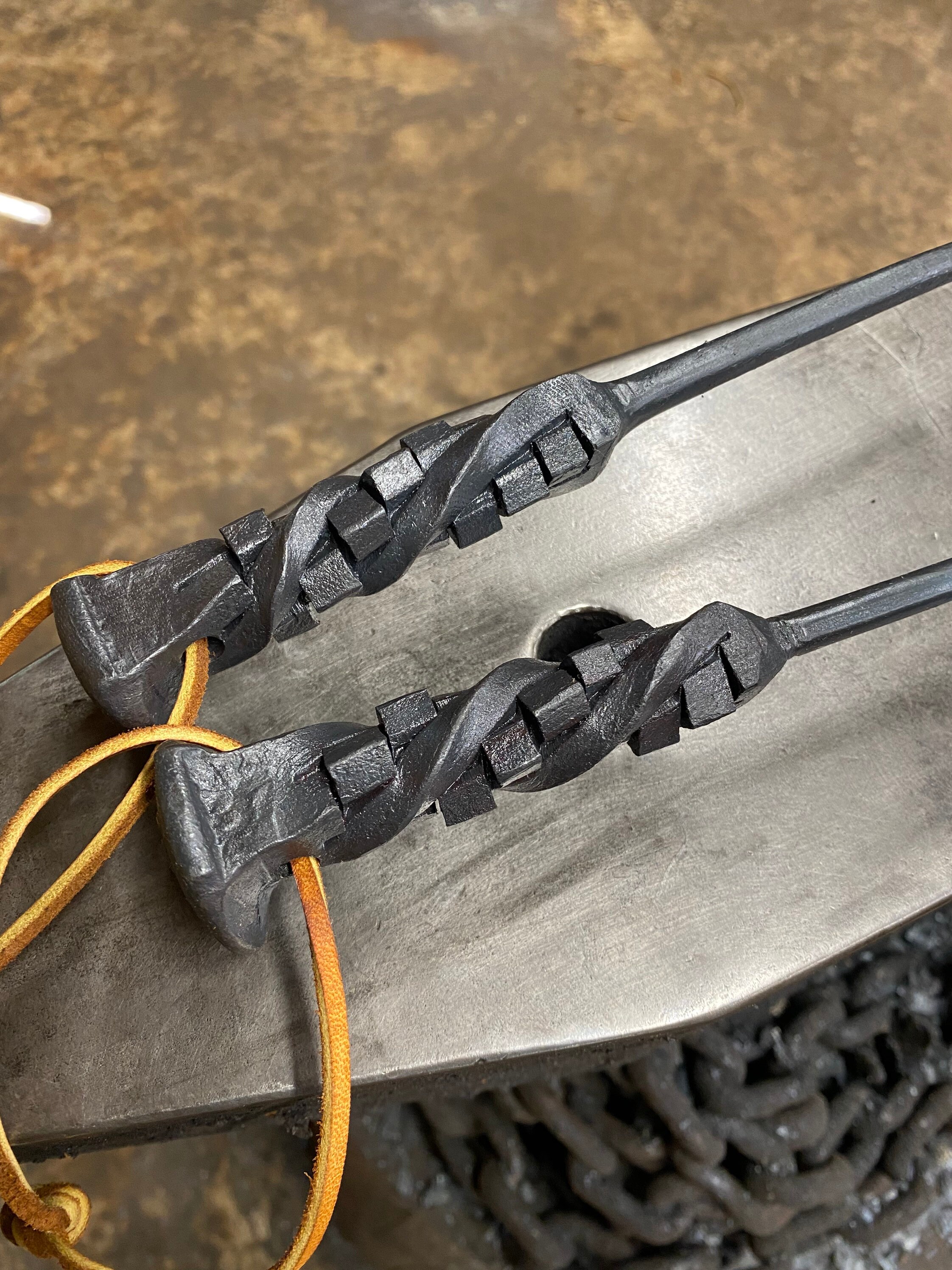 Hand Forged Railroad Spike Grill Tool Set. rubix Twist - Etsy