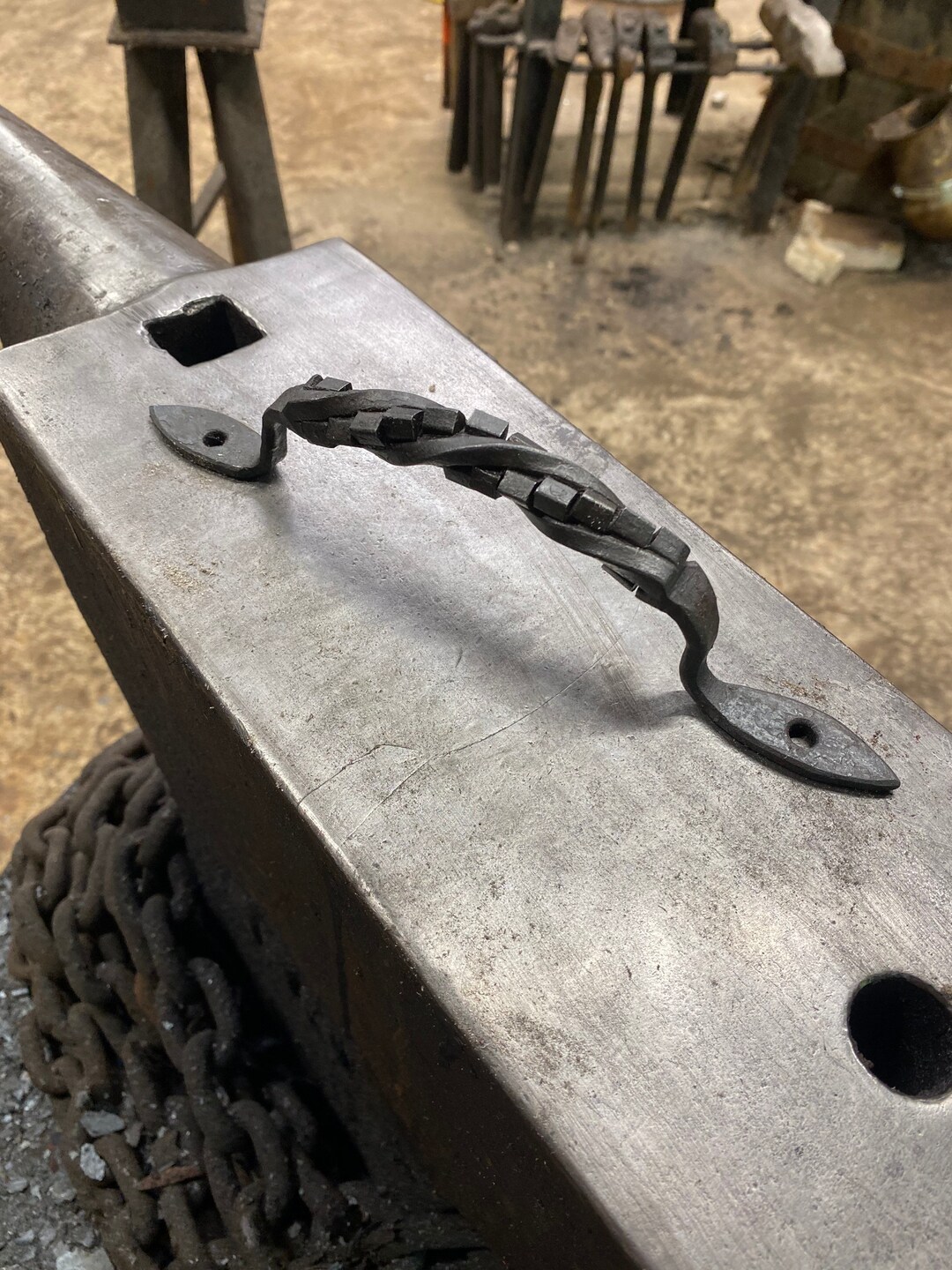 Hand Forged Rustic Barn Door Handle rubix Twist - Etsy