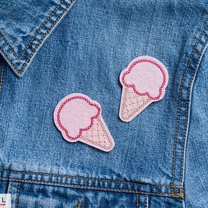 Ice Cream Cone Iron-on Patch, Ice Cream Badge, Pink Girly Patch ...