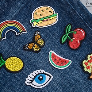 Burger Applique Patch 54mm, Hamburger, Cheeseburger Applique, Bun Patch ...