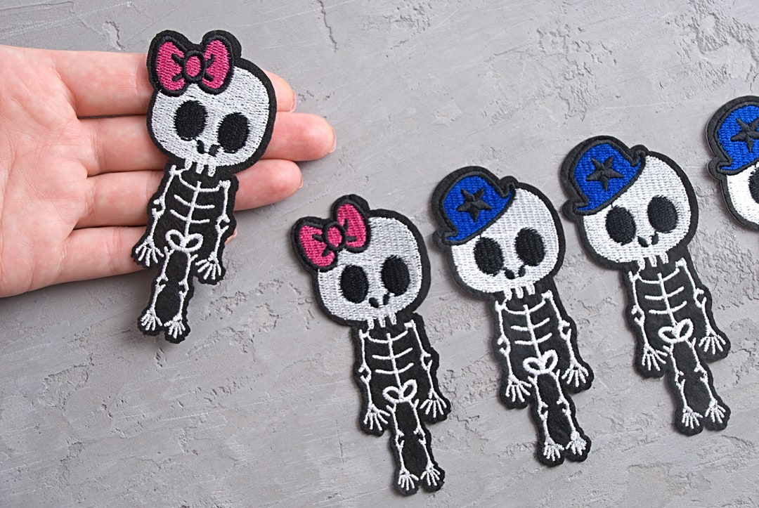Skeleton Boy and Girl Patch 105mm, Scary Patch, Embroidery Iron on ...