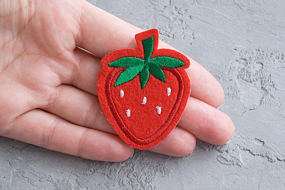 Strawberry Applique 55mm | Red Berry Fruit Patch, Food Embroidered ...