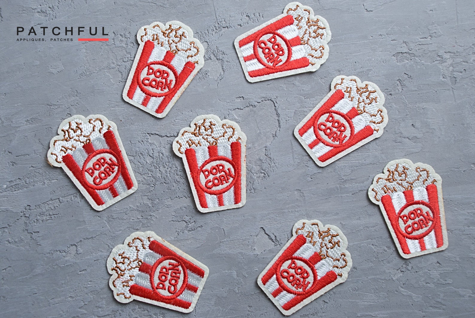 Pop Corn Patch 2 3/8", Popcorn Food Badge, Clothing Applique ...