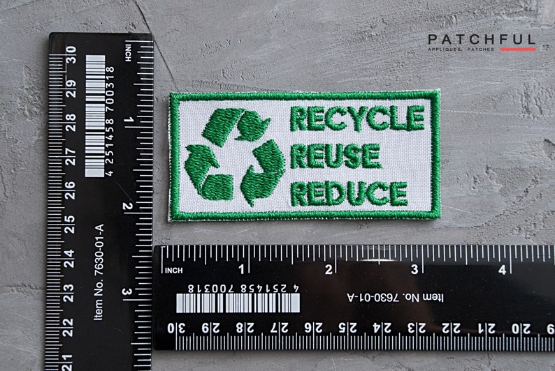 Recycle Reduce Reuse Embroidered Patch 80mm Green Eco - Etsy