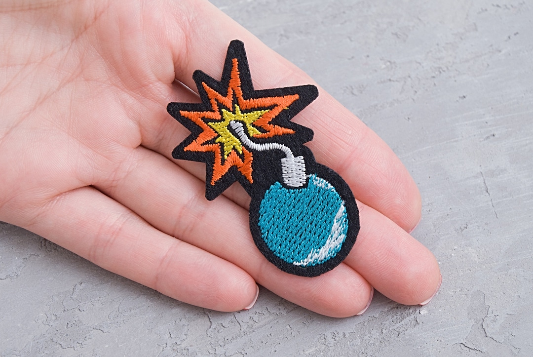 Cartoon Bomb Patch. Dynamite Embroidered Patch. Badge Sign Applique. Iron on Patch. Patches for ...