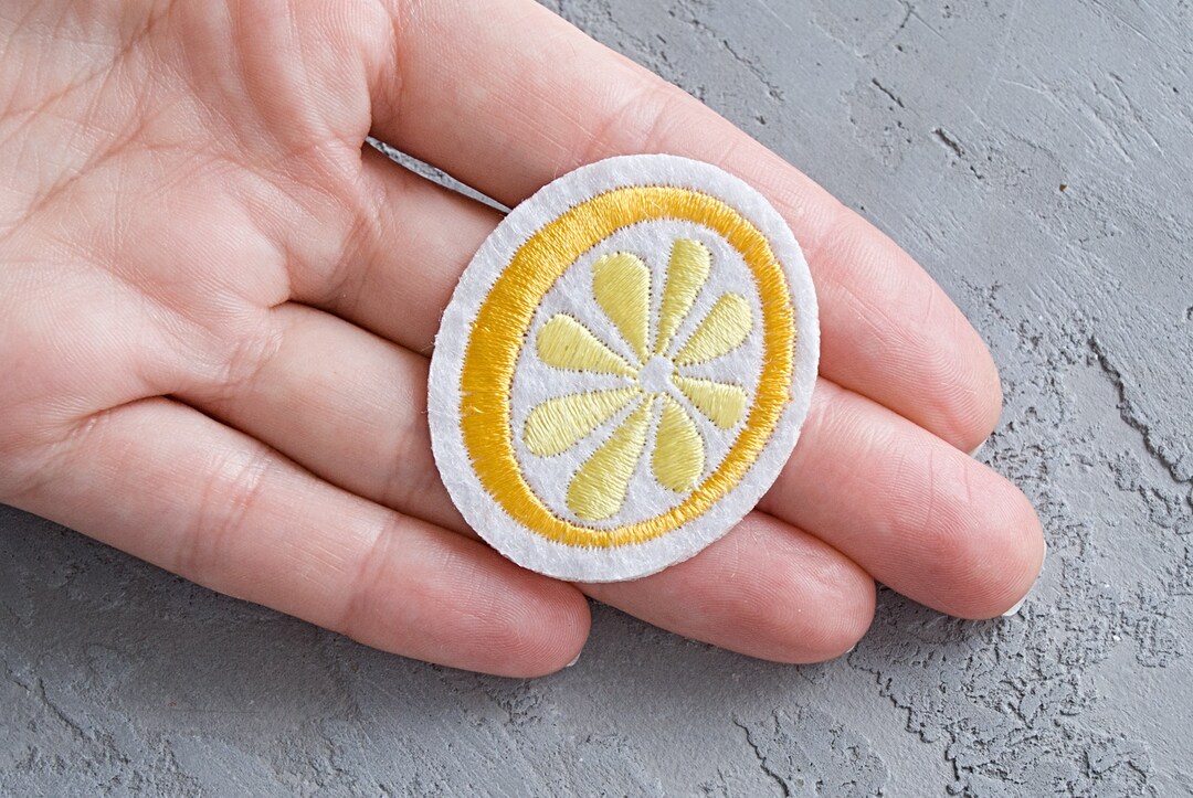 Lemon Iron-on Patch 45mm, Citrus Fruit Embroidered Applique for Coat, T ...
