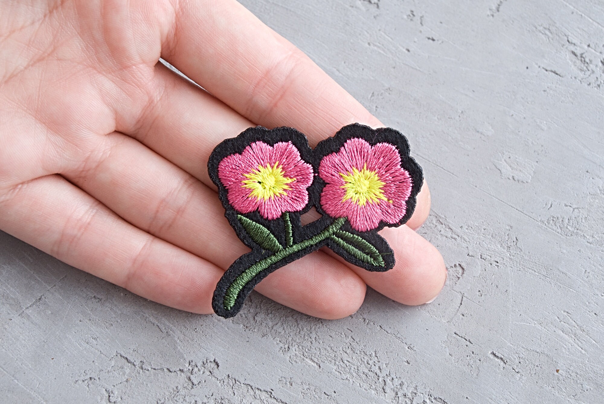 Small Pink Flower Patch 56mm Flower Iron-on Embroidered Patch - Etsy