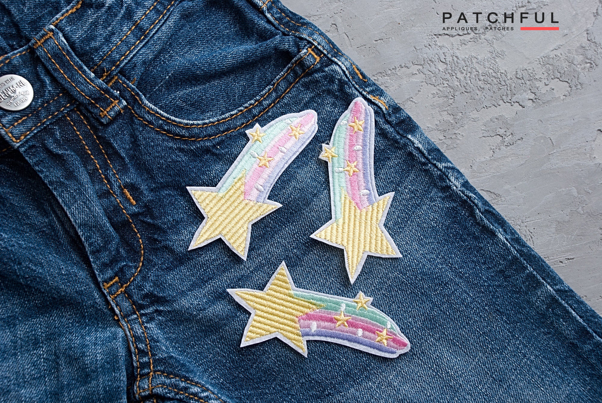 Meteor Patch 90mm Shooting Star Rainbow Patch Embroidery - Etsy