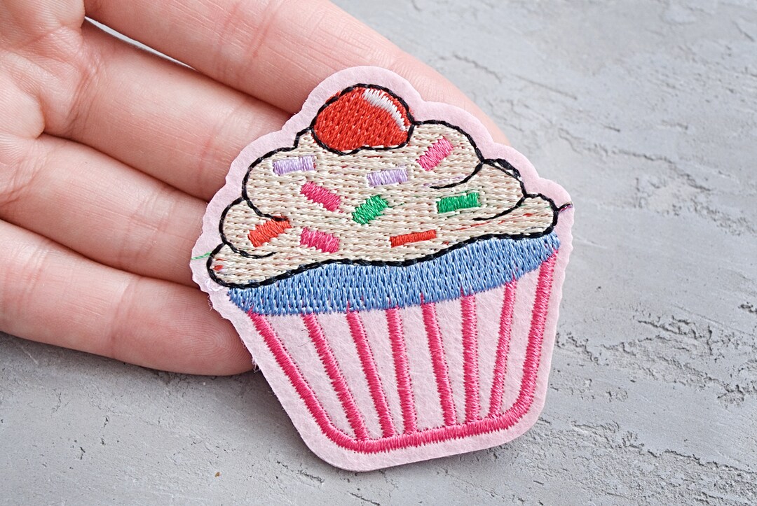 Cupcake Patch 60mm, DIY Iron-on Patch, Birthday Gift Patch, Pink ...