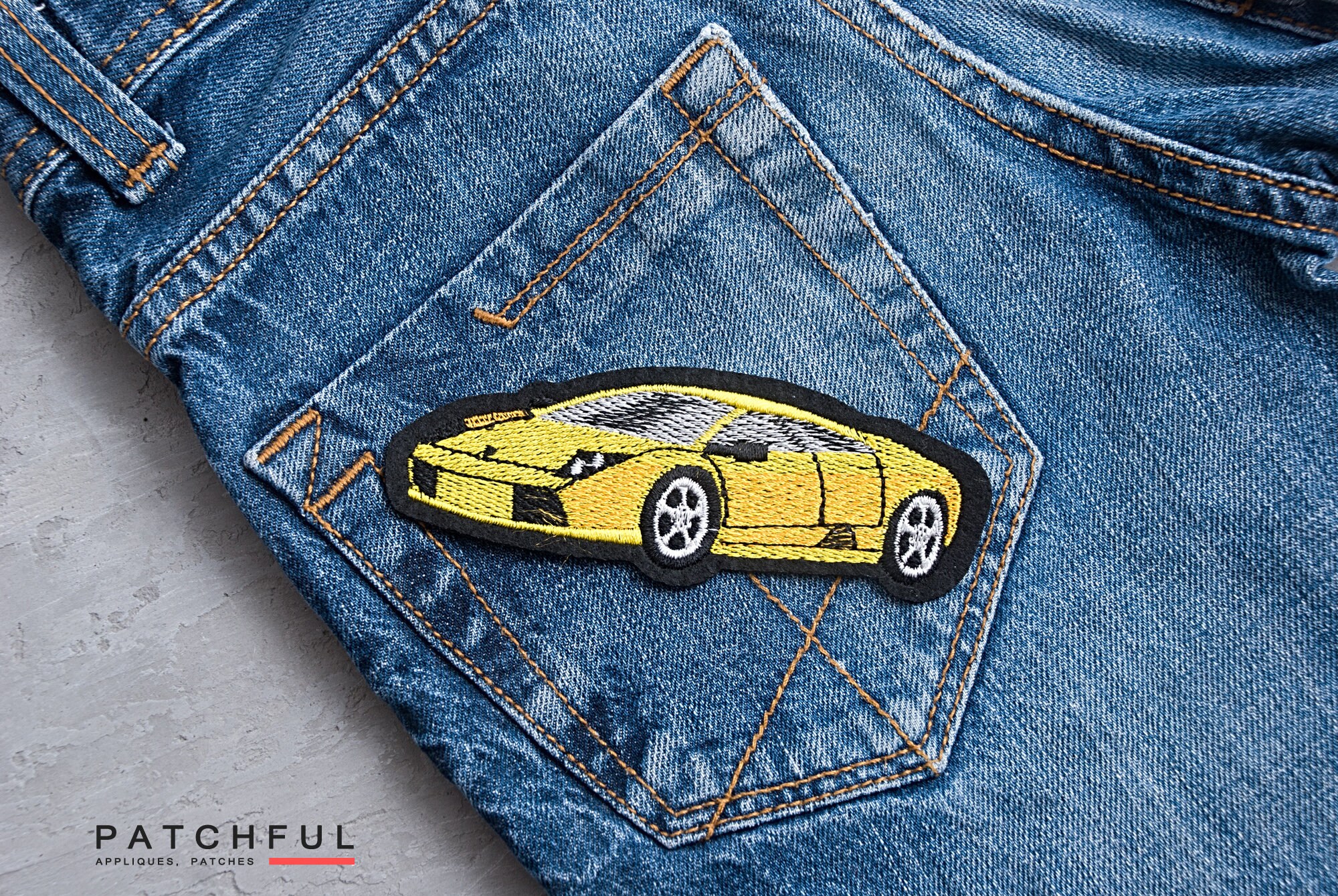 Yellow Car Patch 115mm Iron-on Embroidered Applique Car - Etsy UK