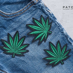 Cannabis Leaf Iron-on Patch 65mm, Embroidered Patch, Patches for Weed ...