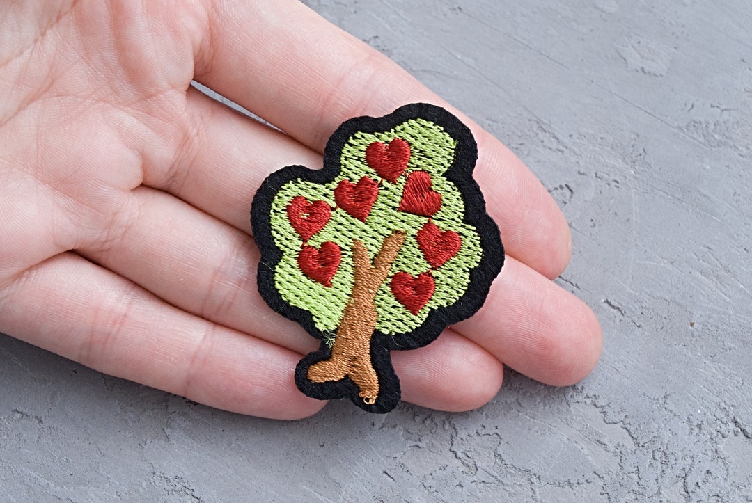 Red Hearts Tree Iron on Applique 2", Love Tree Patch, Green Tree Patch ...
