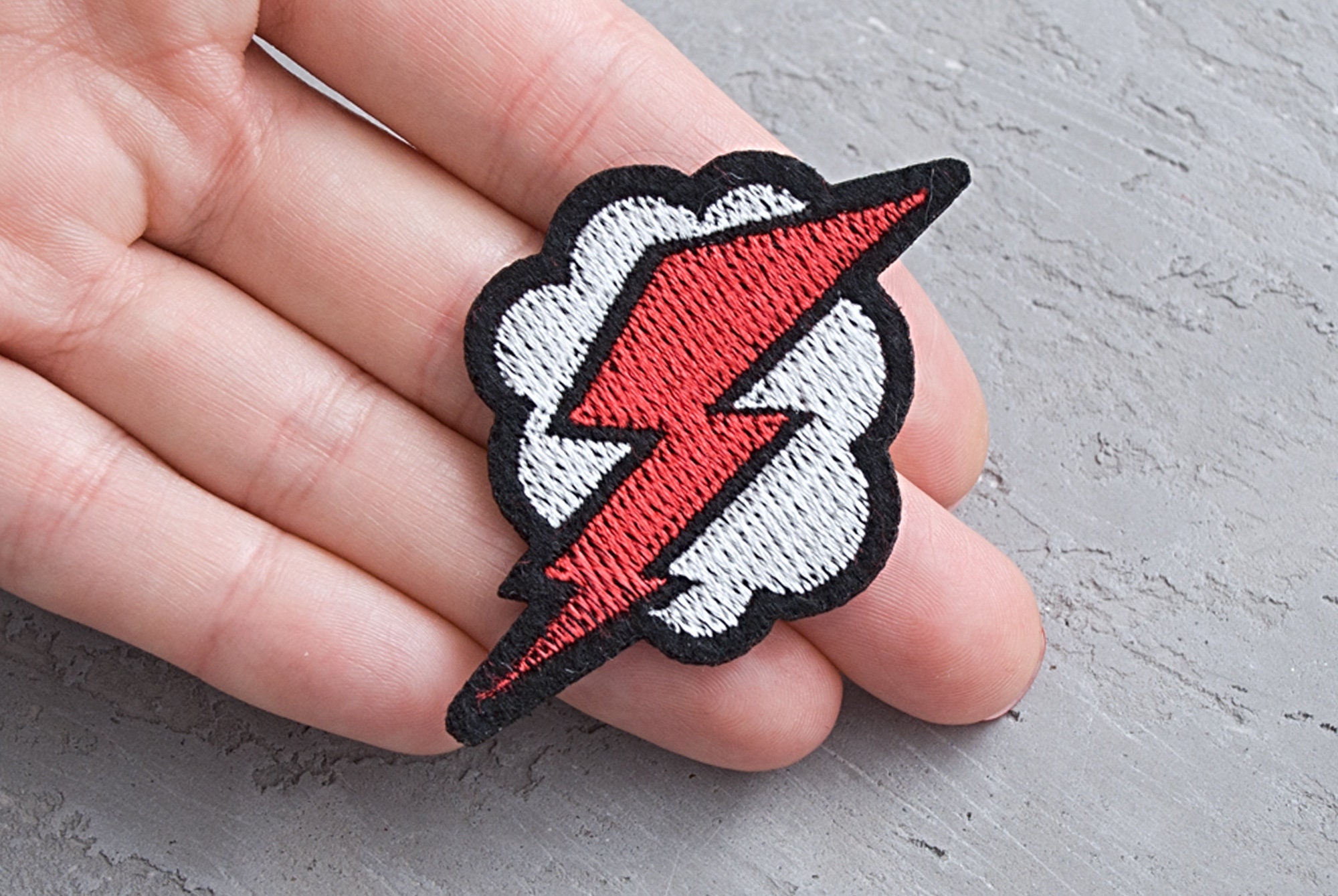 Lightning Patch 62mm, Stripe Thunder Iron on Applique, Patch Rock ...