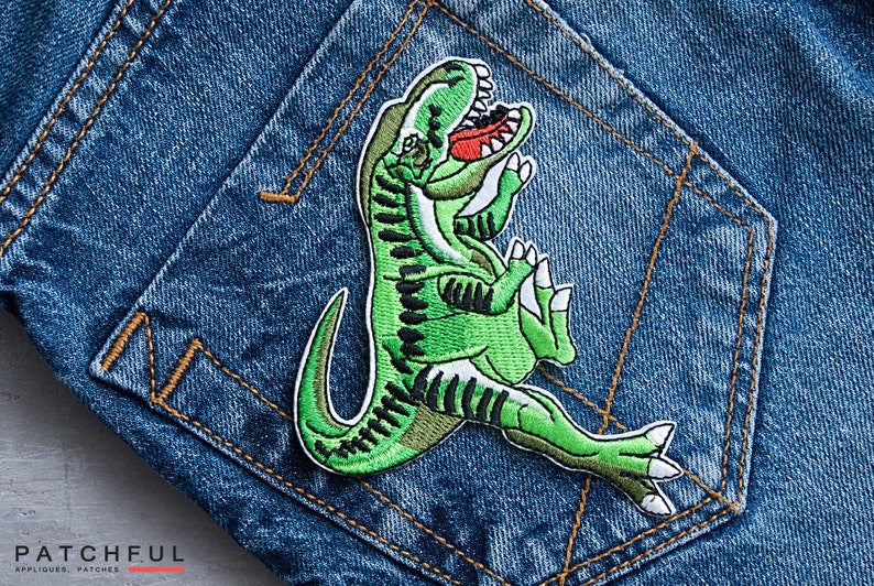 Green Dinosaur Patch 95mm Allosaurus Iron on Patch - Etsy