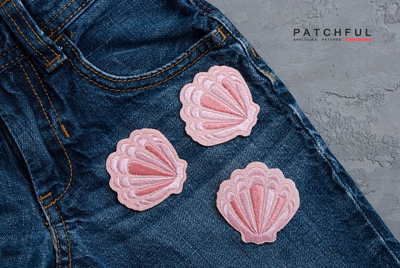 Seashell Patch. Mermaid Clamshell Iron on Patch. DIY Sewing | Etsy
