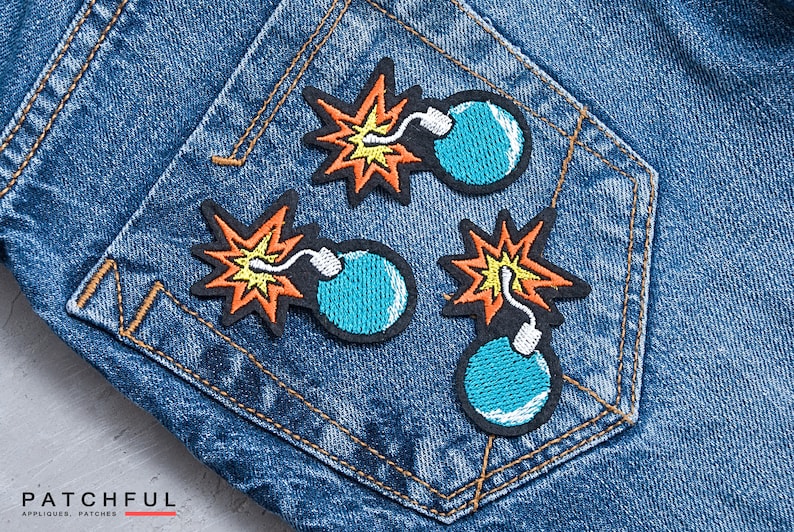 Cartoon Bomb Patch. Dynamite Embroidered Patch. Badge Sign Applique ...