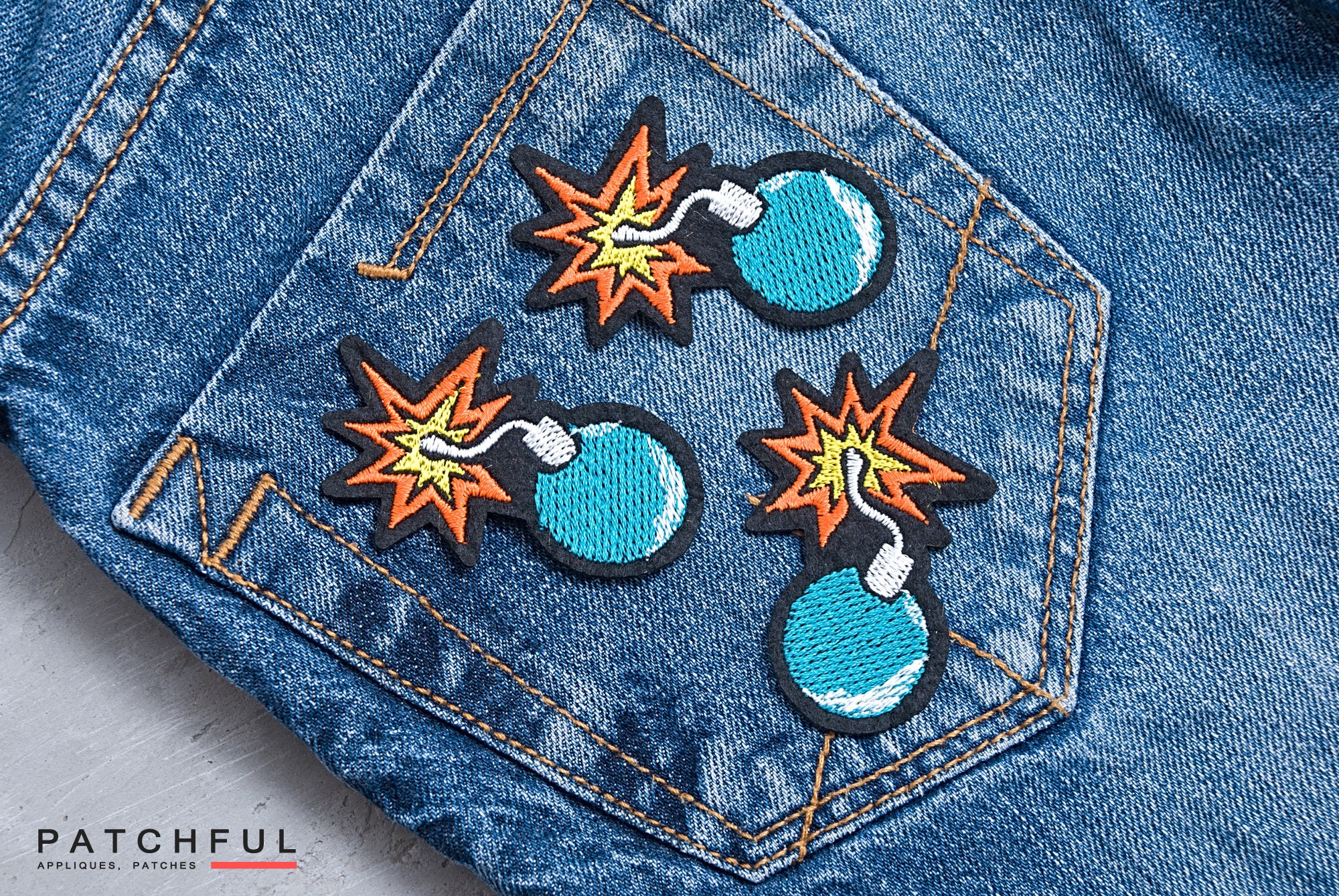 Cartoon Bomb Patch. Dynamite Embroidered Patch. Badge Sign Applique ...