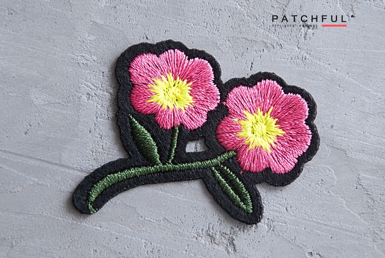 Small Pink Flower Patch 56mm Flower Iron-on Embroidered Patch - Etsy