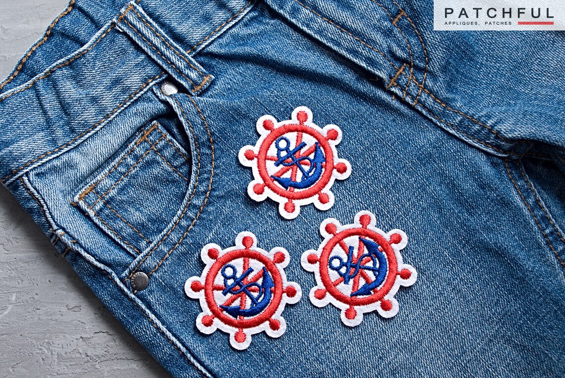 Nautical patch 51mm Blue Anchor applique Ship captain | Etsy