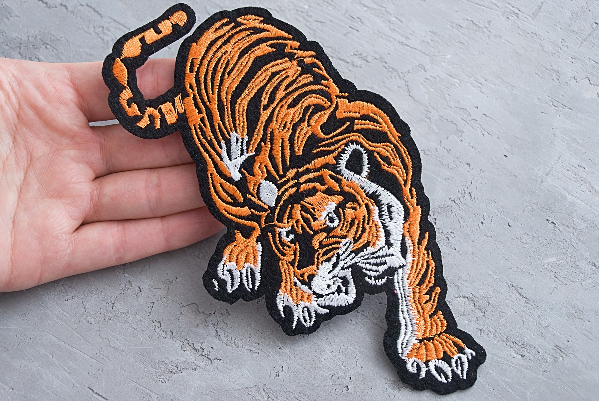Tiger patch 6 1/2 Large animal patch. Iron on patch. | Etsy