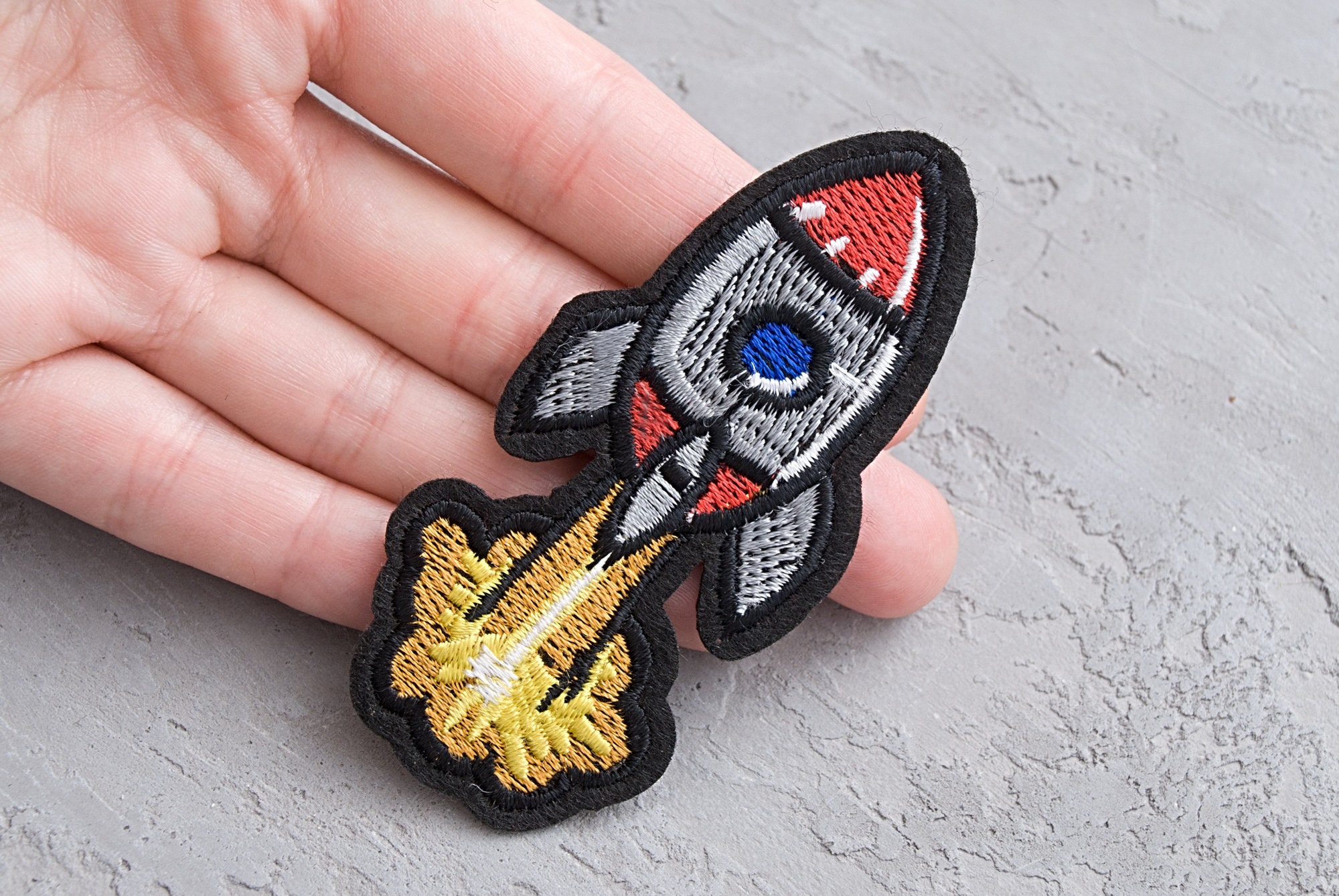 Rocketship Patch 80mm Space Rocket Iron on Applique. - Etsy UK