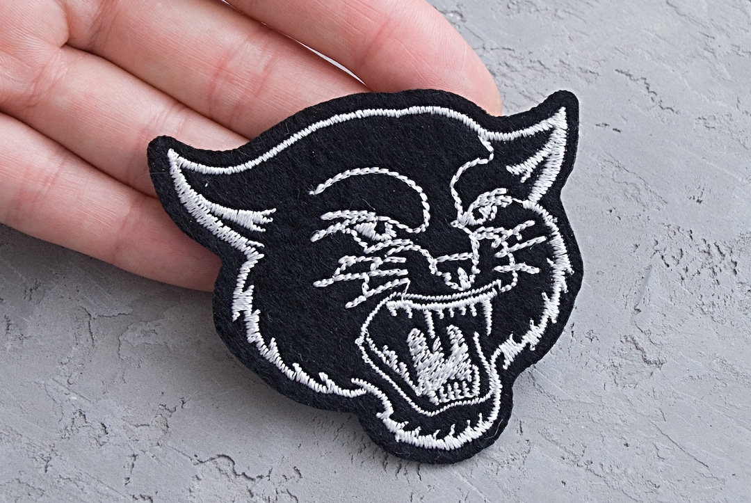 Black Panther Animal Patch 70mm, Biker Patch, Jaguar Patch, Iron on ...