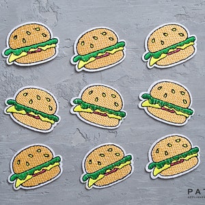 Burger Applique Patch 54mm, Hamburger, Cheeseburger Applique, Bun Patch ...